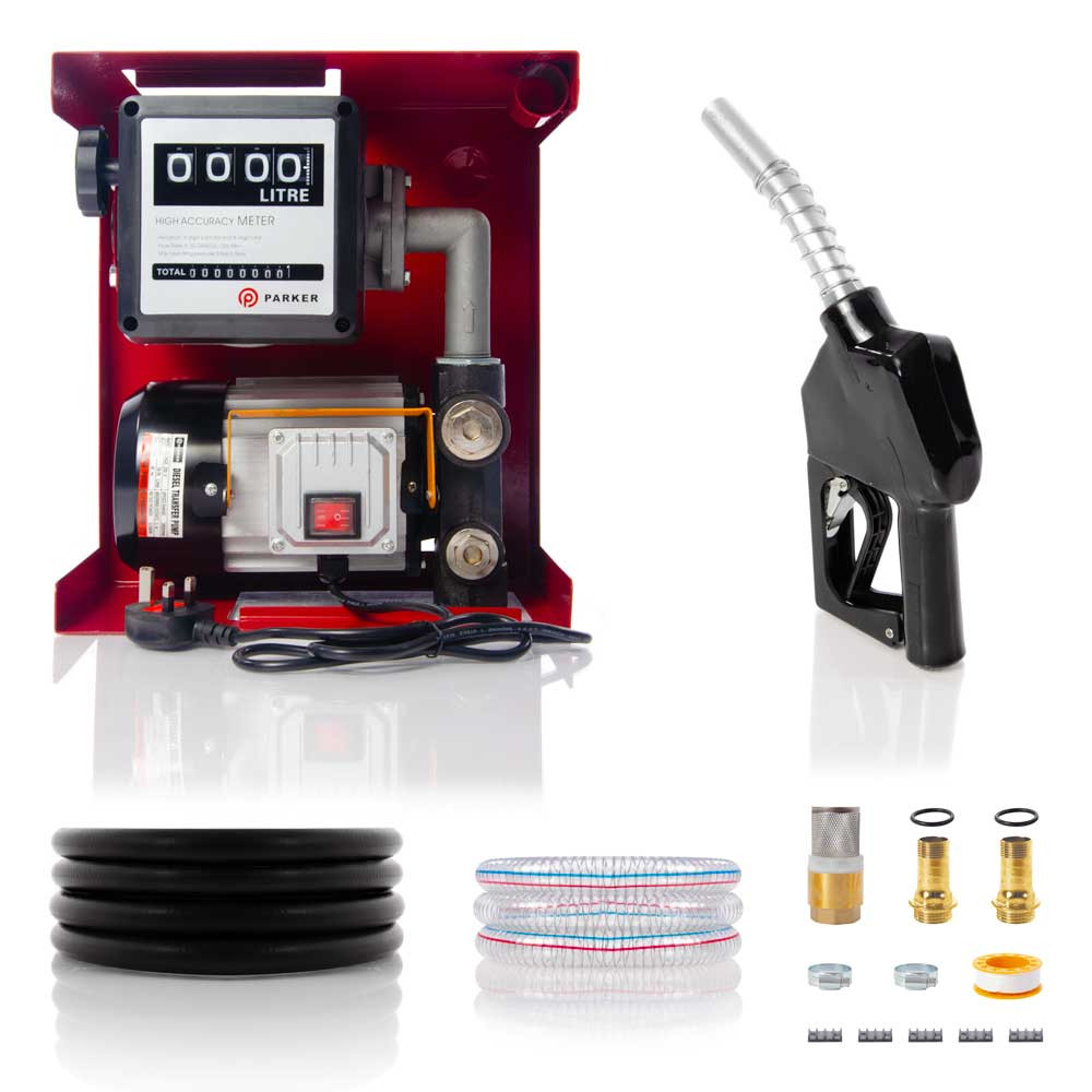 230V Wall Mounted Diesel Transfer Fuel Pump Kit - With Automatic Nozzle ...