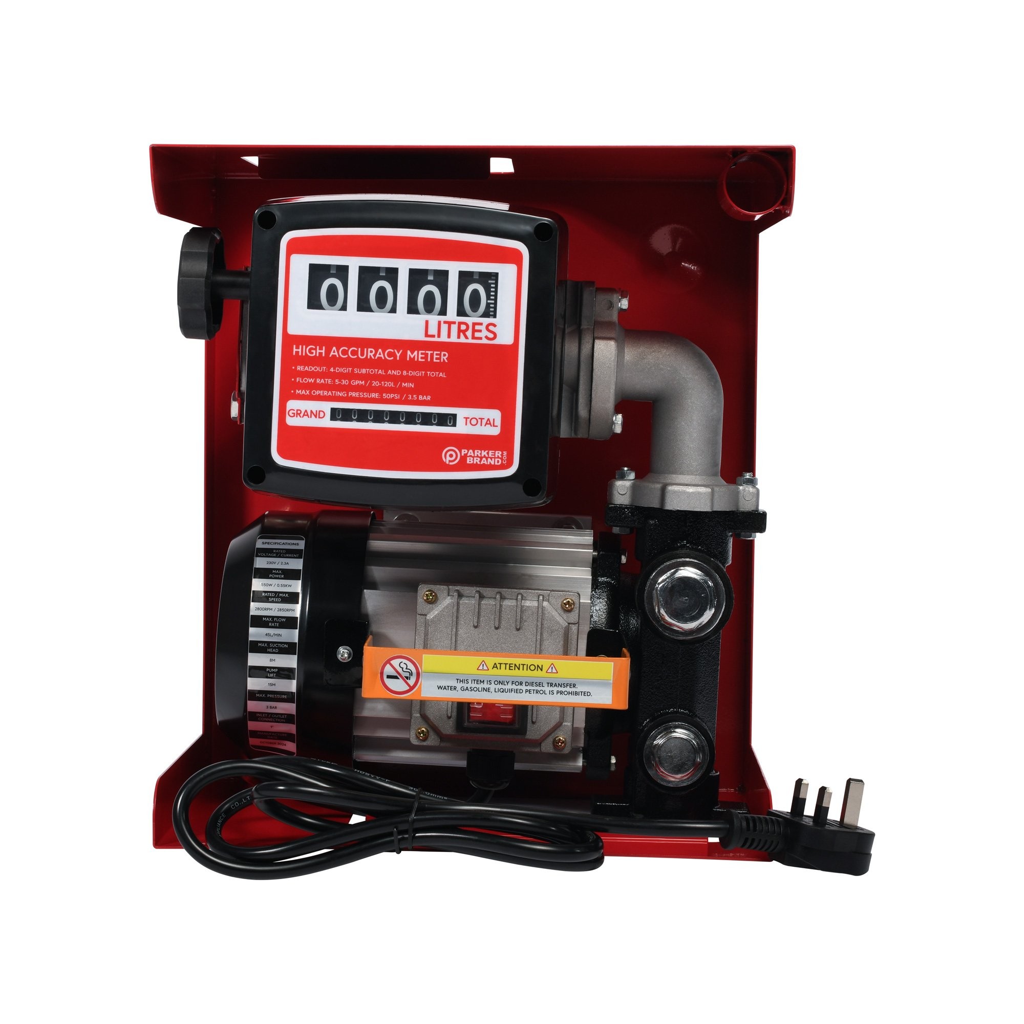 230V Wall Mounted Diesel Transfer Fuel Pump Kit - With Fuel Meter ...