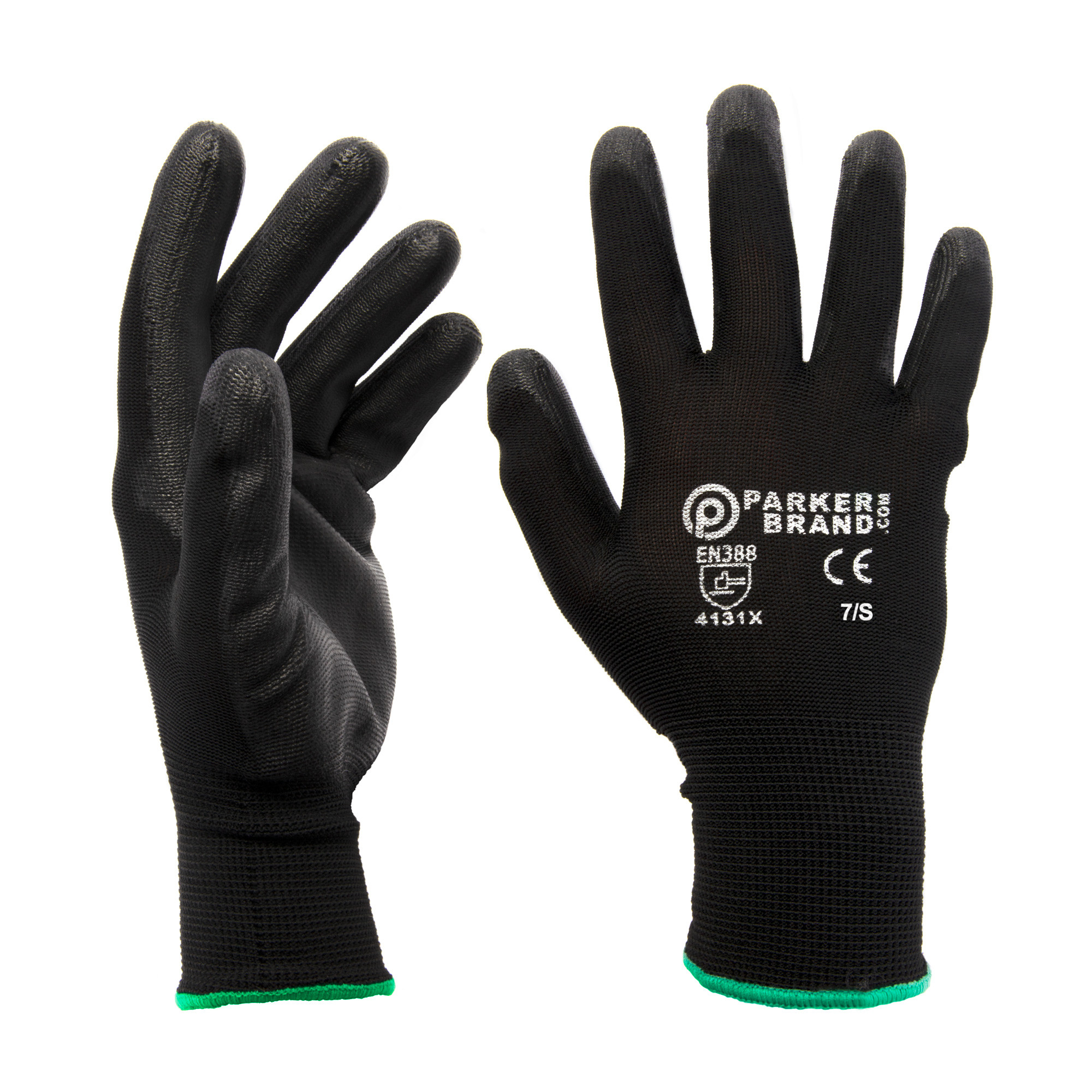 1 x Black Nylon / Nitrlie Coated Safety Work Gloves - Small | ParkerBrand
