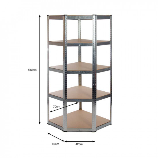 Galvanised Garage Corner Shelving Unit (175KG) - Boltless | ParkerBrand