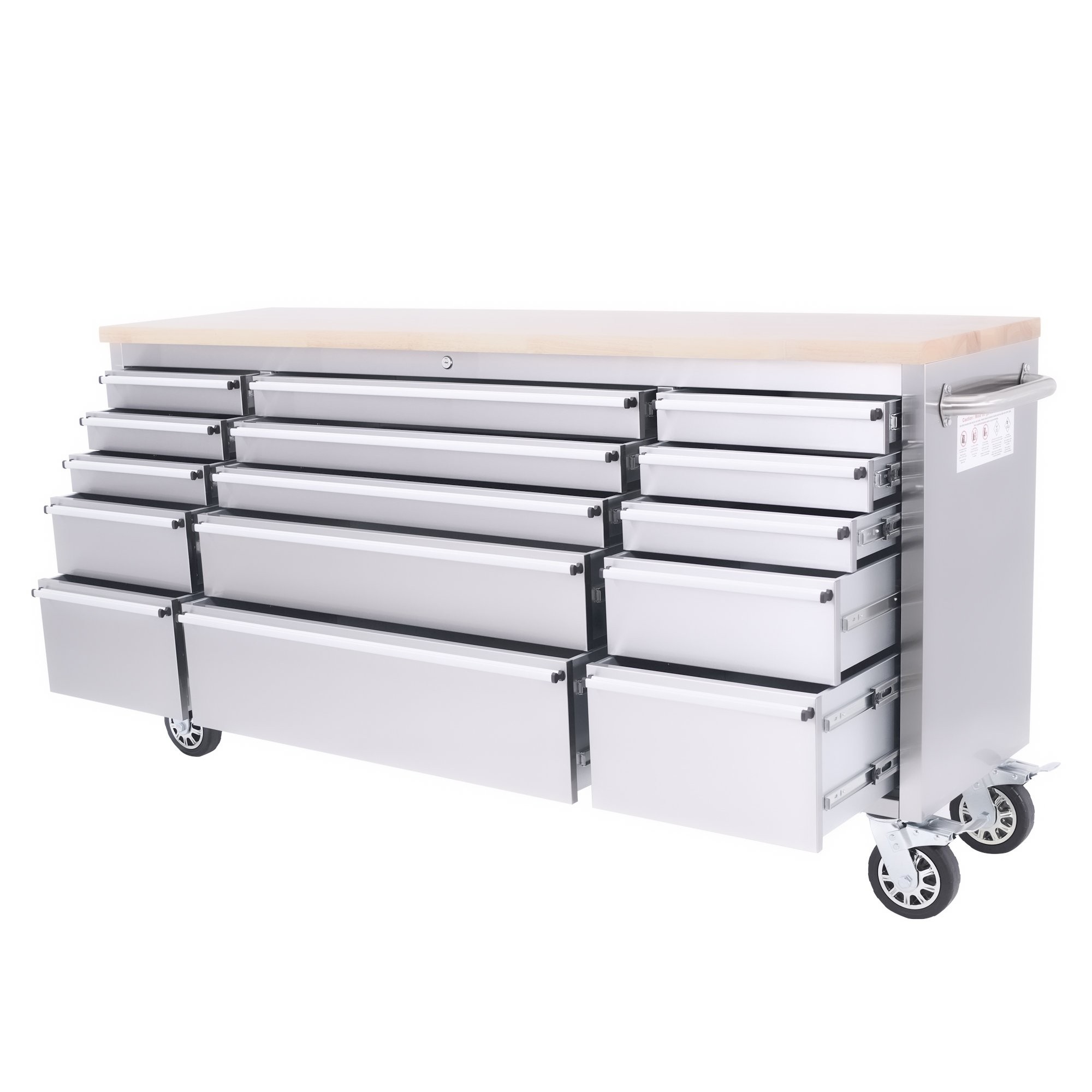 72" Stainless Steel Work Bench Roller Tool Cabinet (15 Drawer ...